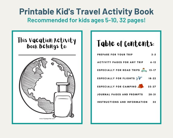 Printable Kid's Travel Activity Book for Any Trip - Etsy