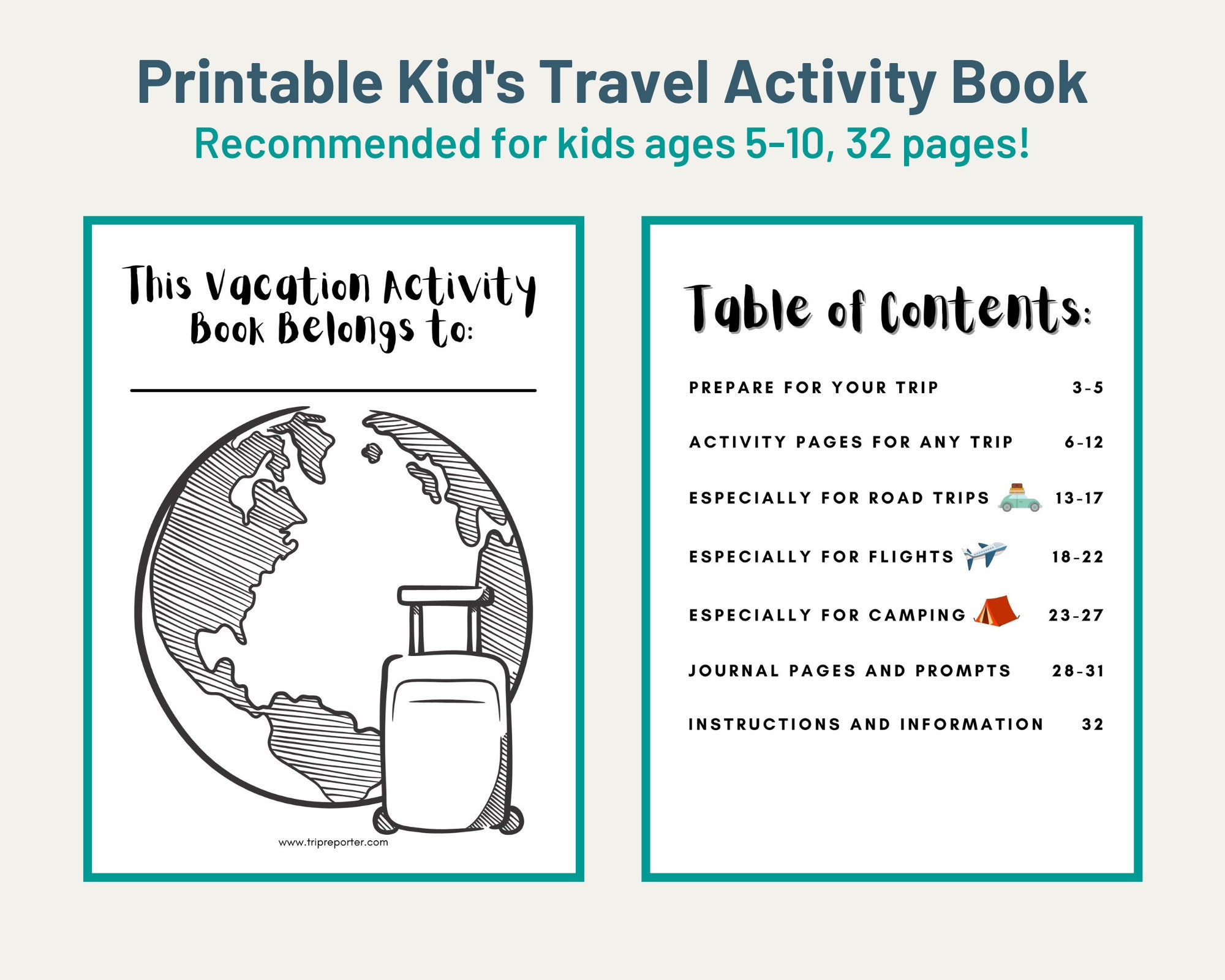 Printable Kid's Travel Activity Book for Any Trip! - Etsy