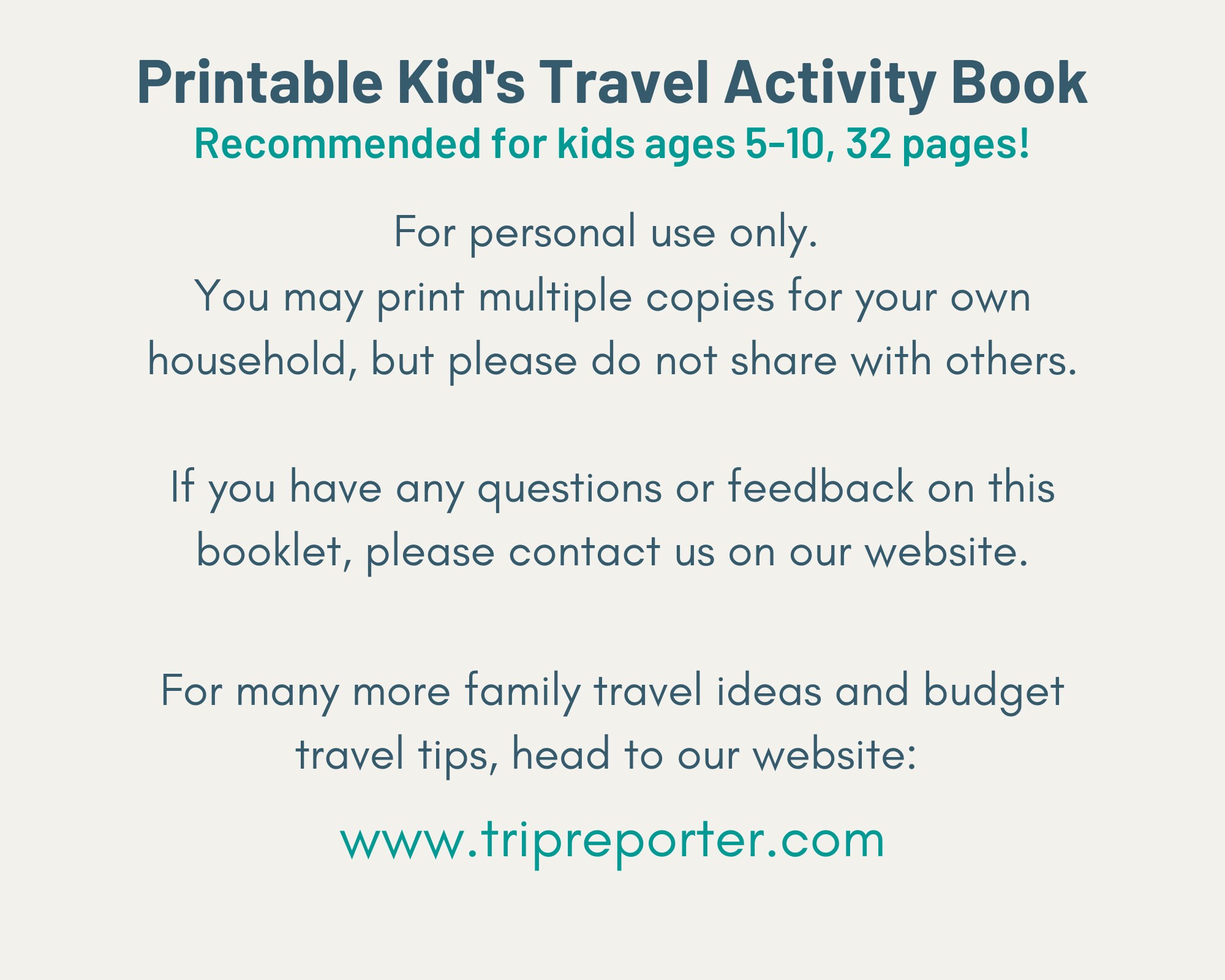 Printable Kid's Travel Activity Book for Any Trip! - Etsy