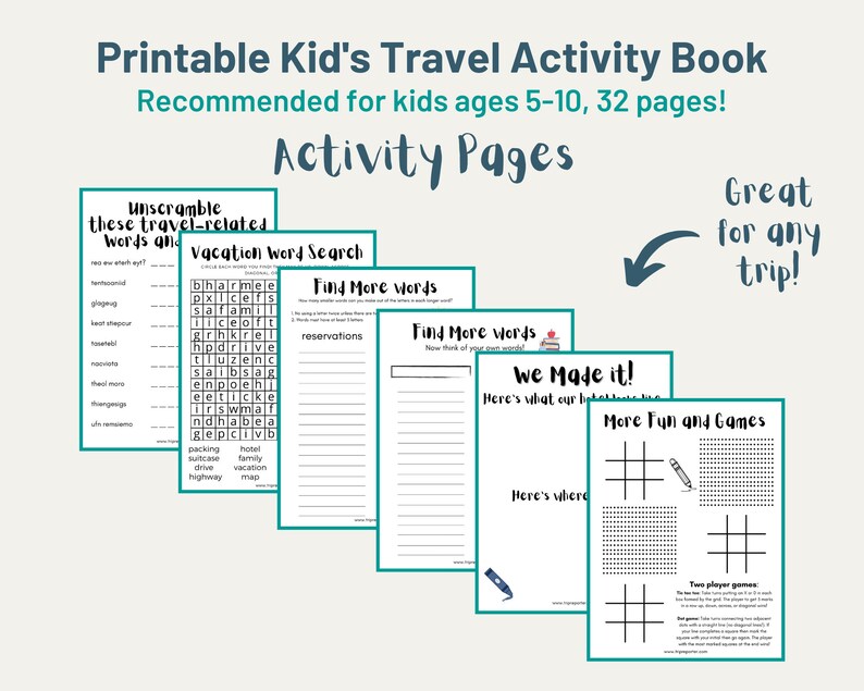 Printable Kid's Travel Activity Book for Any Trip! - Etsy