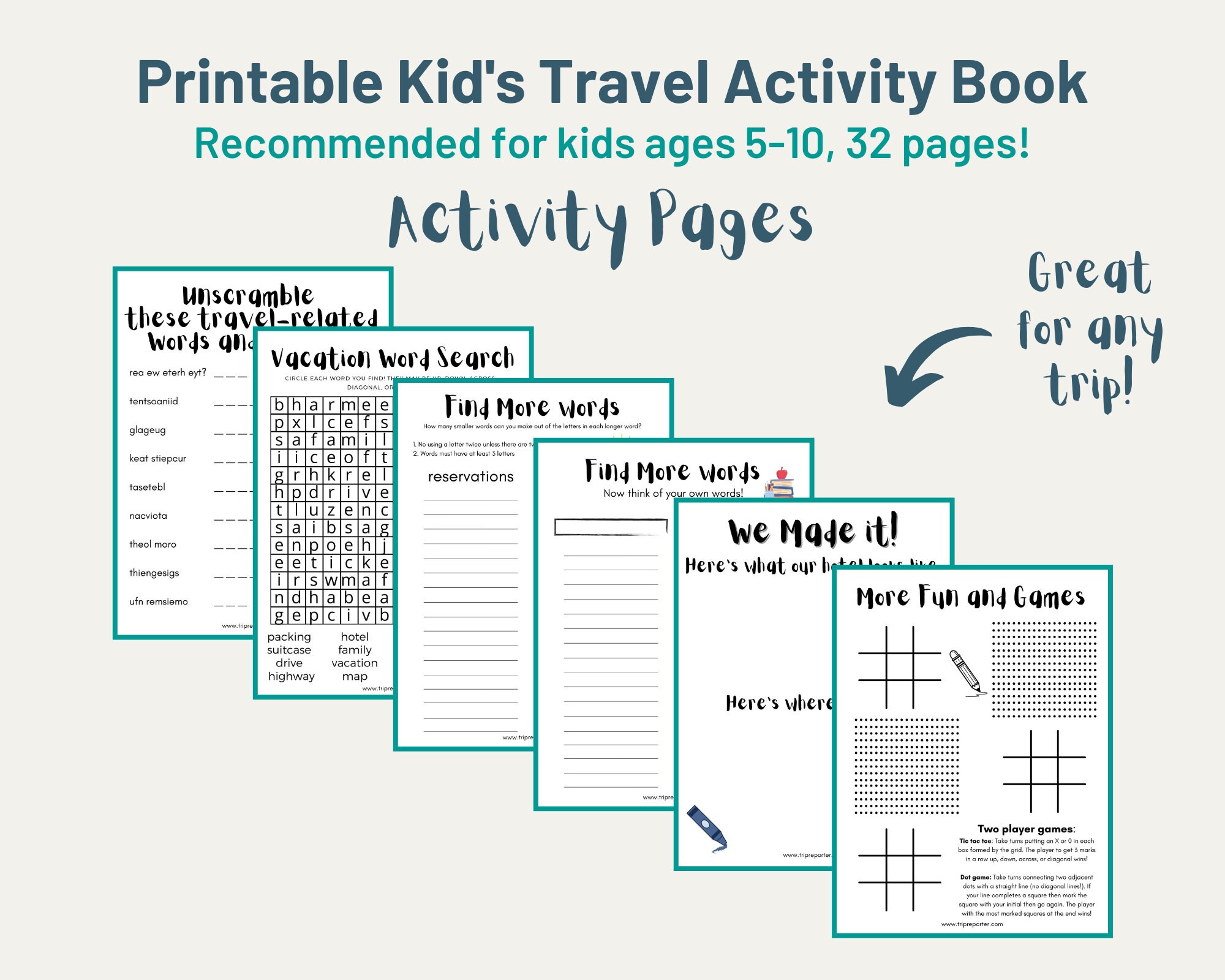 Printable Kid's Travel Activity Book for Any Trip! - Etsy