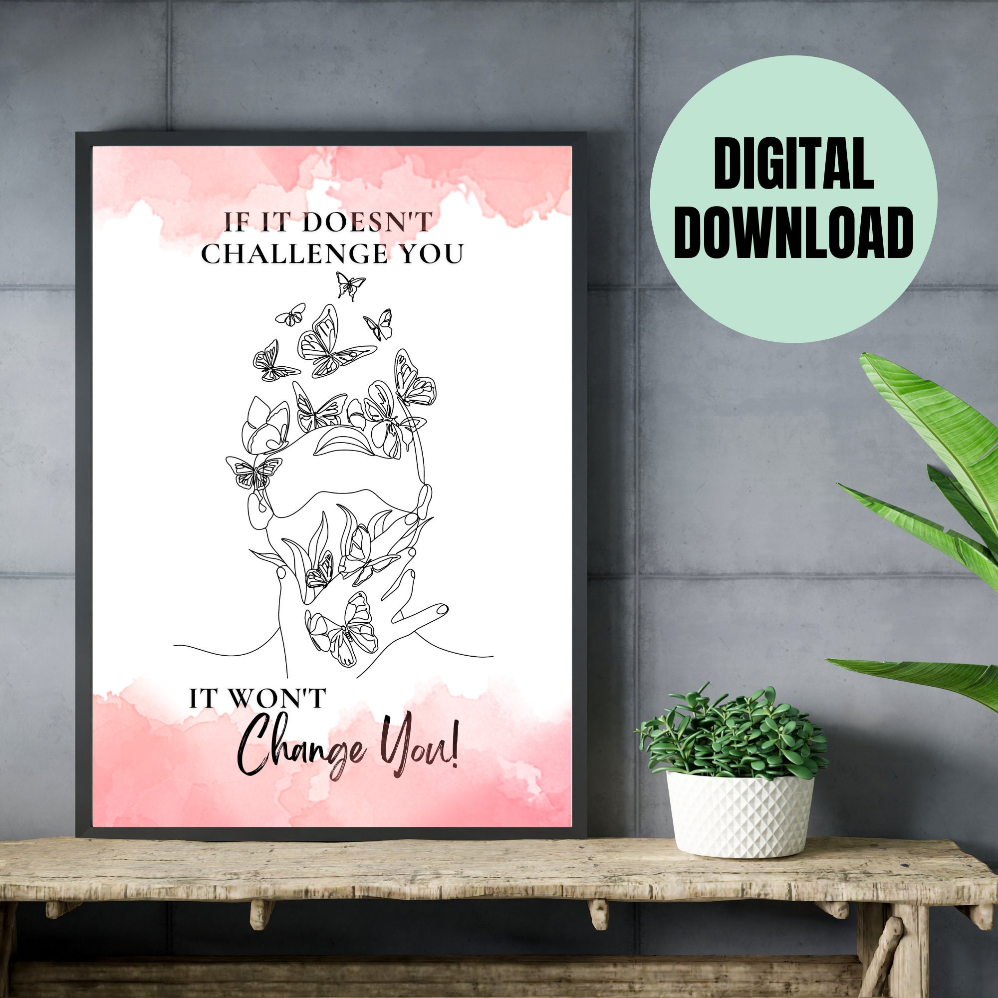 Inspiring Woman Line Art, Wall Art, Line Art, Wall Art Inspirational ...