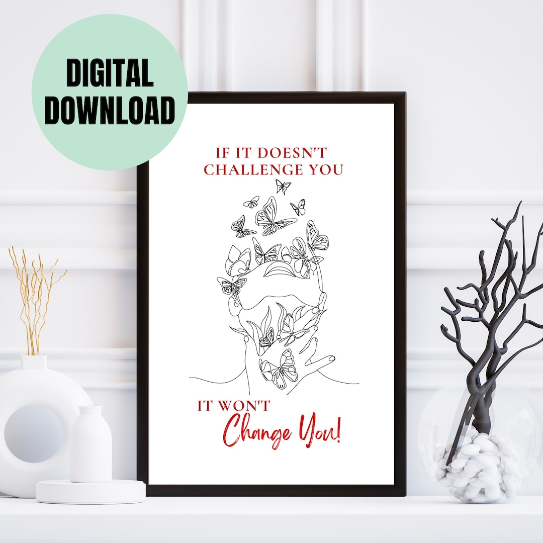 Inspiring Woman Line Art, Wall Art, Line Art, Wall Art Inspirational ...