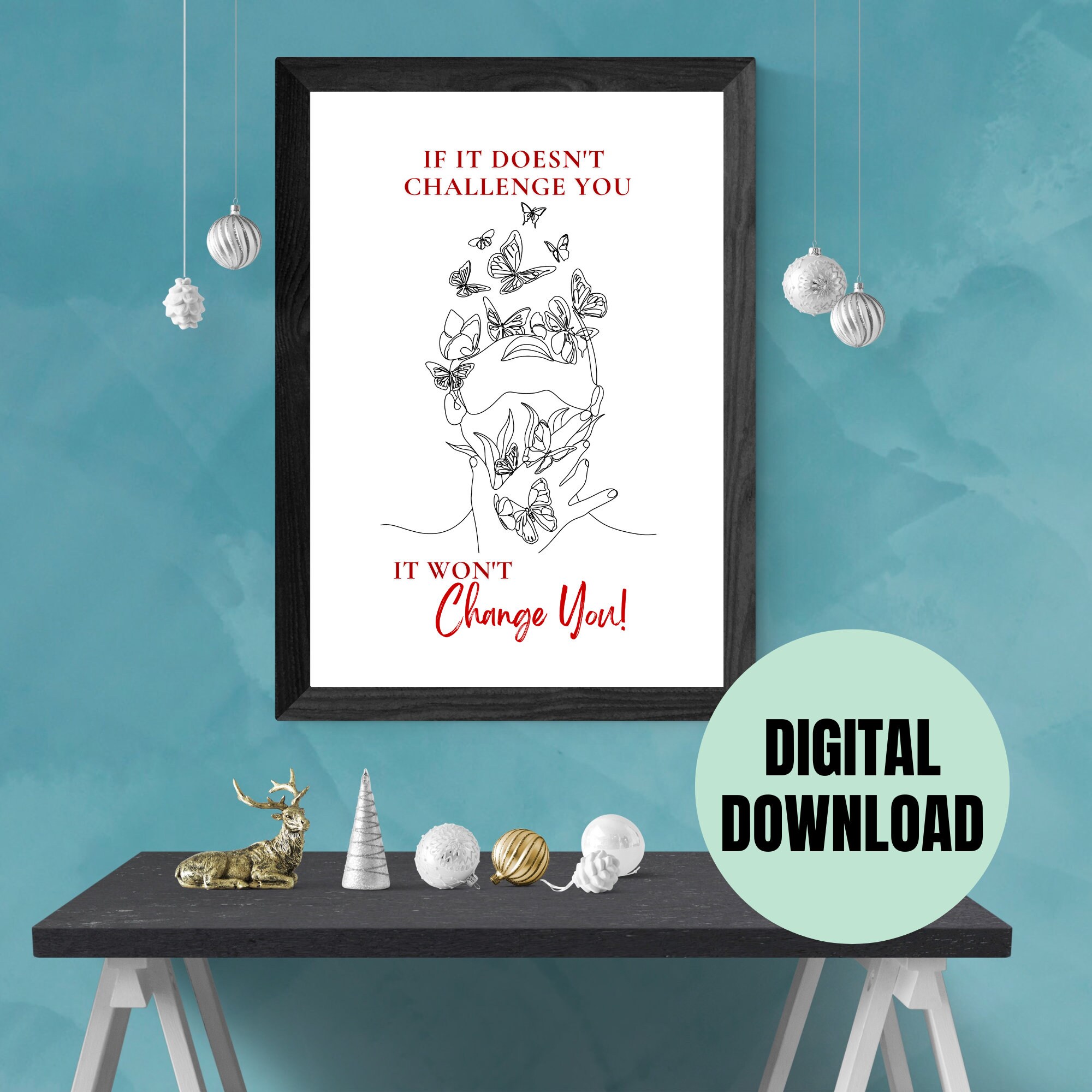 Inspiring Woman Line Art, Wall Art, Line Art, Wall Art Inspirational ...