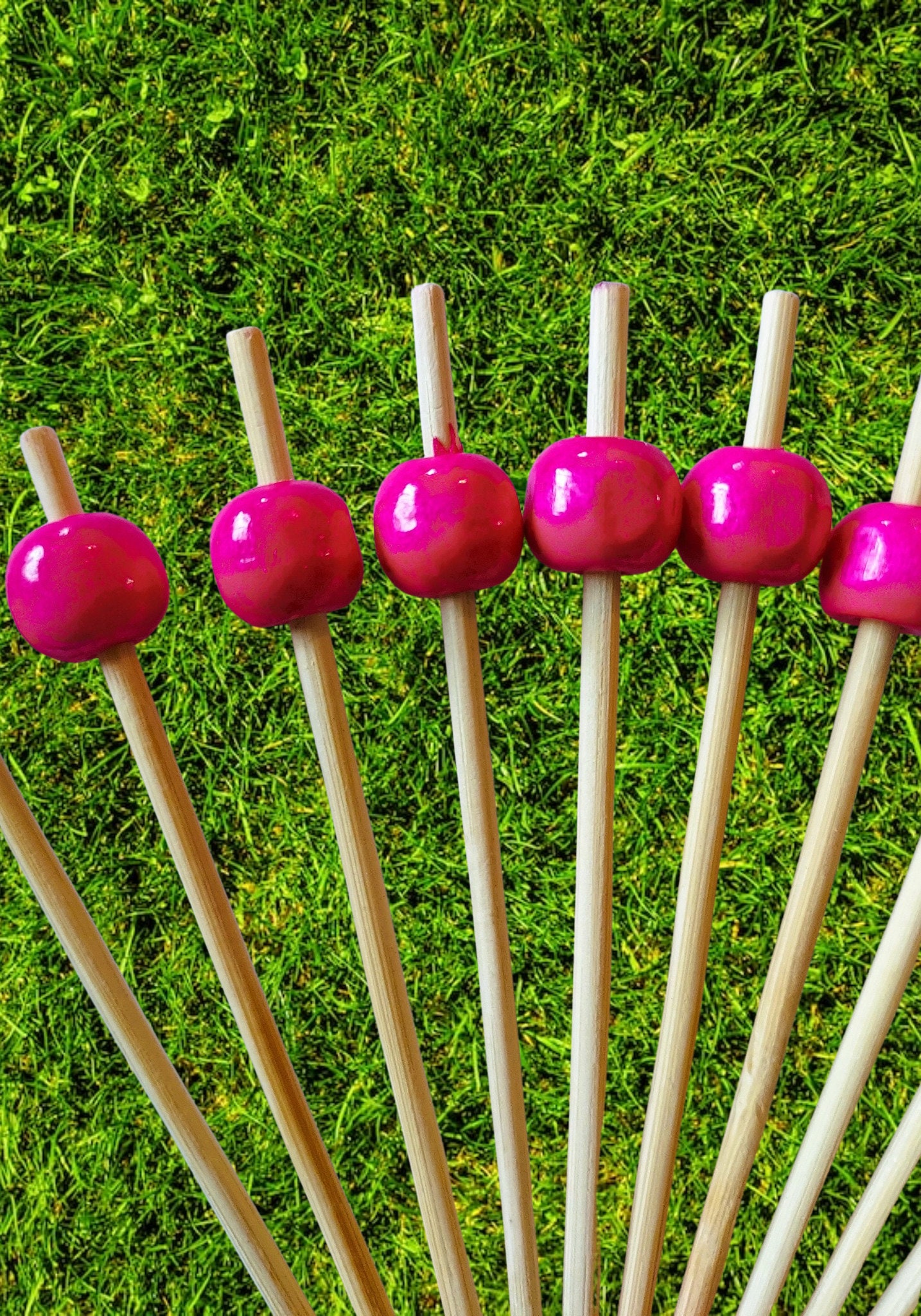 100 Dark Pink Picks, Beaded Bamboo Picks, Charcuterie Picks, Cocktail ...