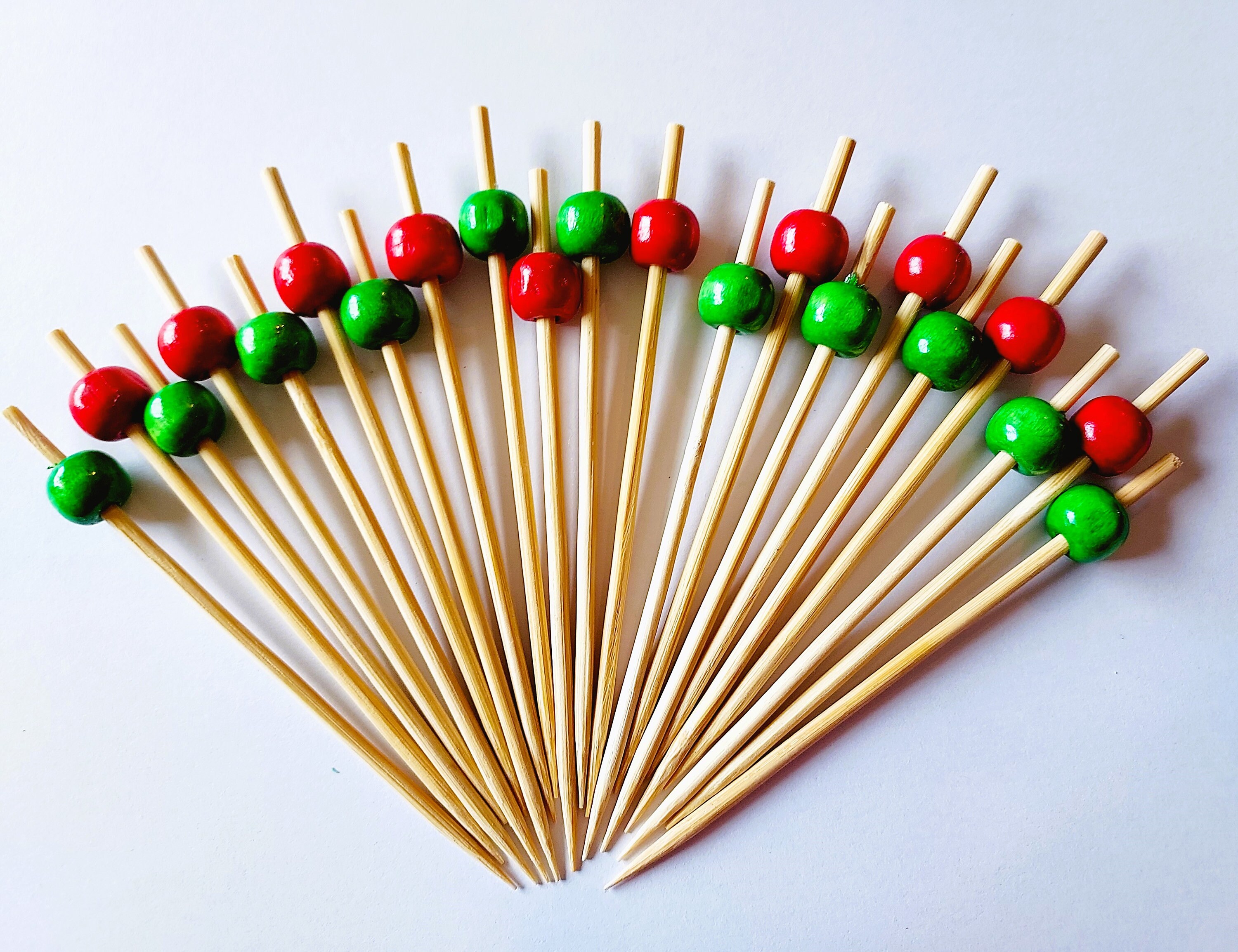 100 Christmas Pics, Sete of Beaded Bamboo Picks, Charcuterie Picks ...