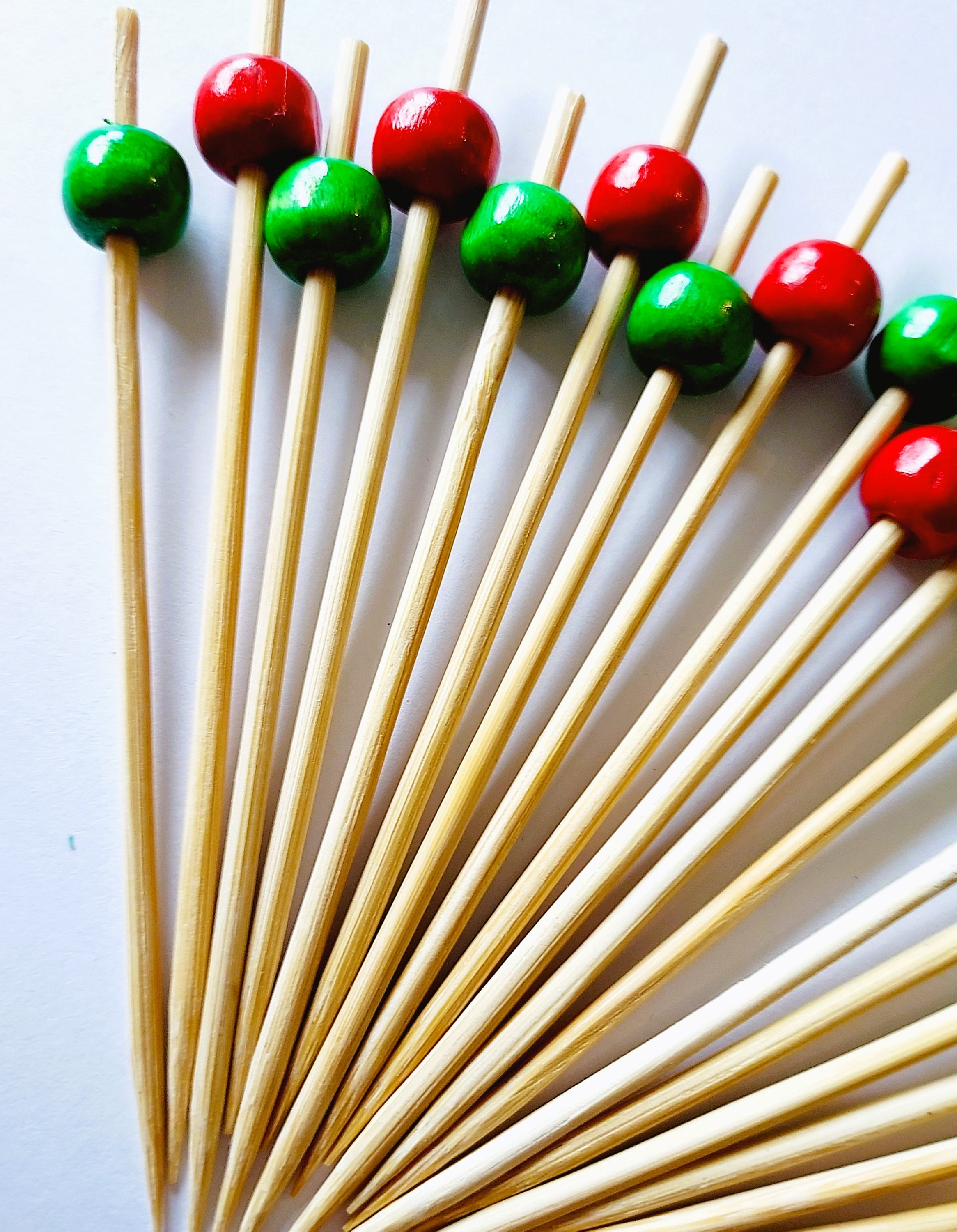 100 Christmas Pics, Sete of Beaded Bamboo Picks, Charcuterie Picks ...