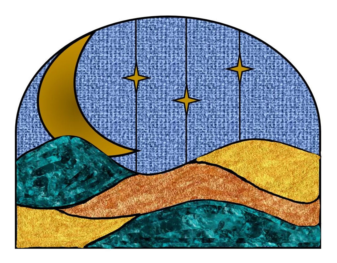 Digital Pattern: Moon and Star Landscape for Stained Glass - Etsy