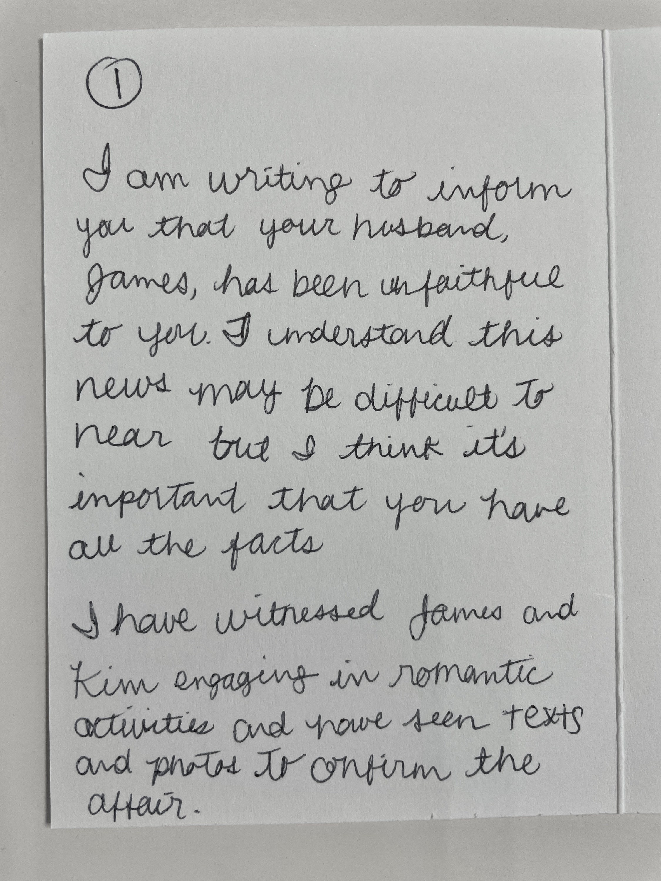 Anonymous Letter Handwritten (feminine); Cheater, Love, Secret Admirer ...