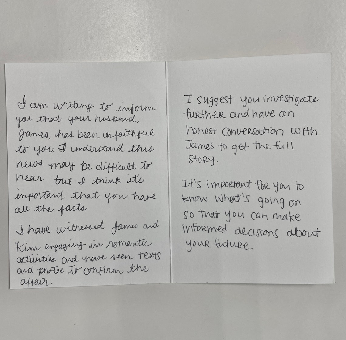 Anonymous Letter Handwritten (feminine); Cheater, Love, Secret Admirer ...