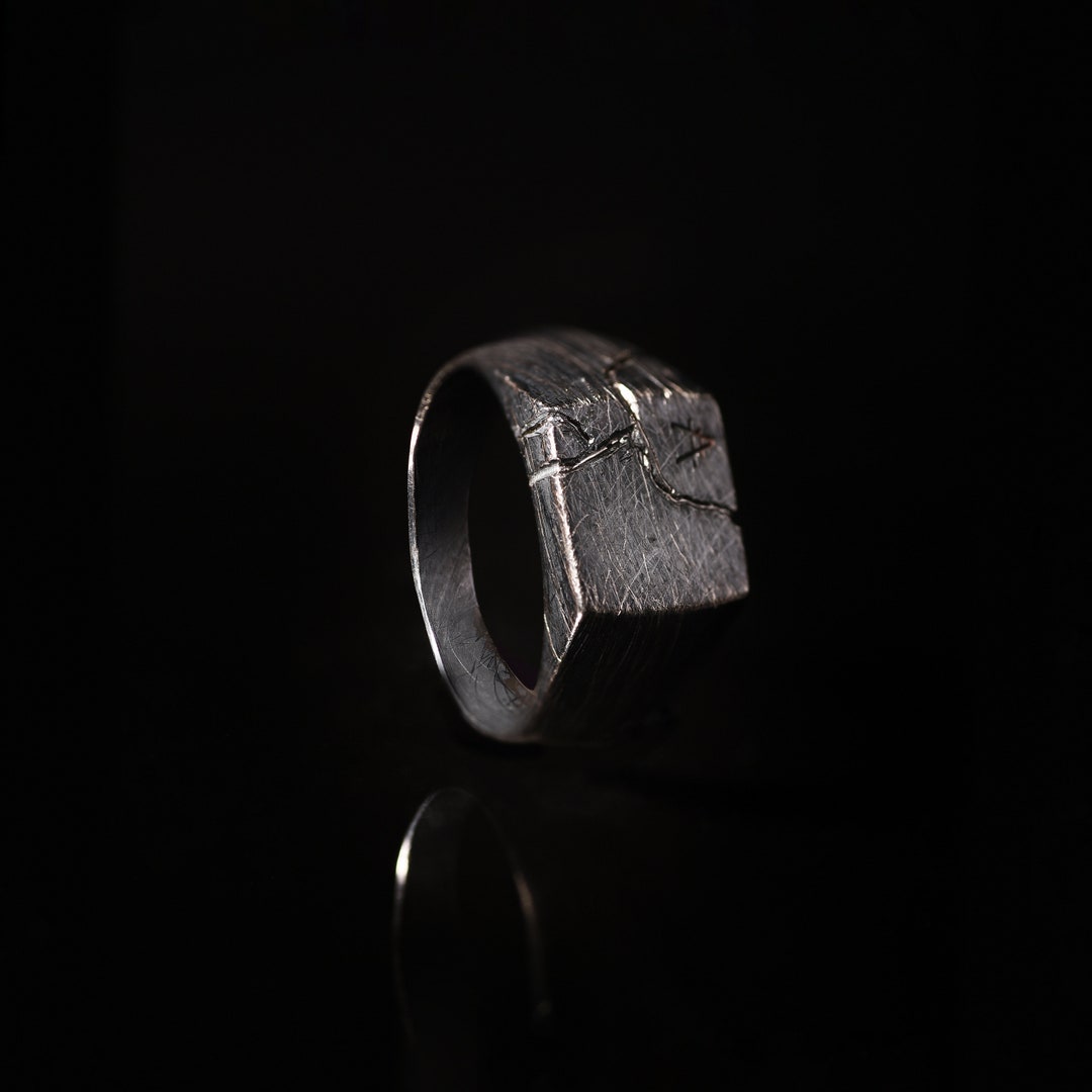 The Antique Scar Rustic Ring for Men Handmade Personalized - Etsy