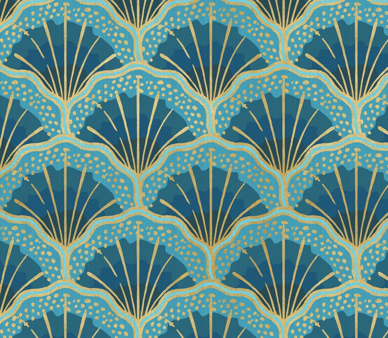 Art Deco Seashell Wallpaper - Etsy