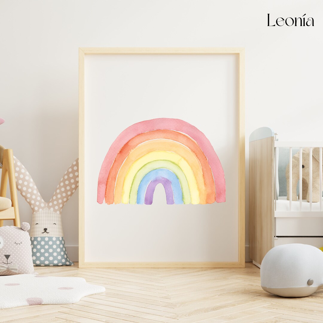 Digital Print, Poster for Children's Room, Watercolor Rainbow Poster to ...