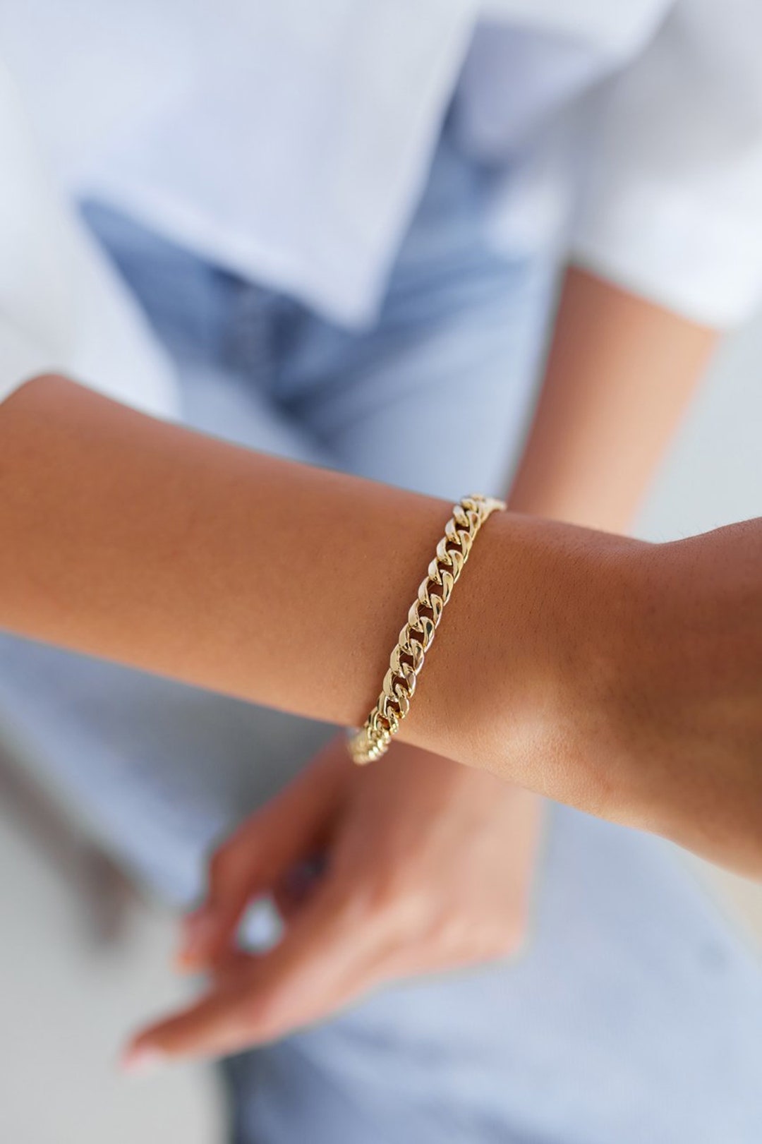 7.3mm Miami Cuban Chain Bracelet 14k Real Gold Cuban Link Bracelet ...