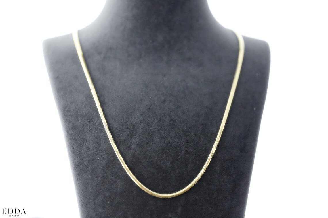 2.1mm Snake Chain Necklace Solid 14k Real Gold Flat Snake - Etsy
