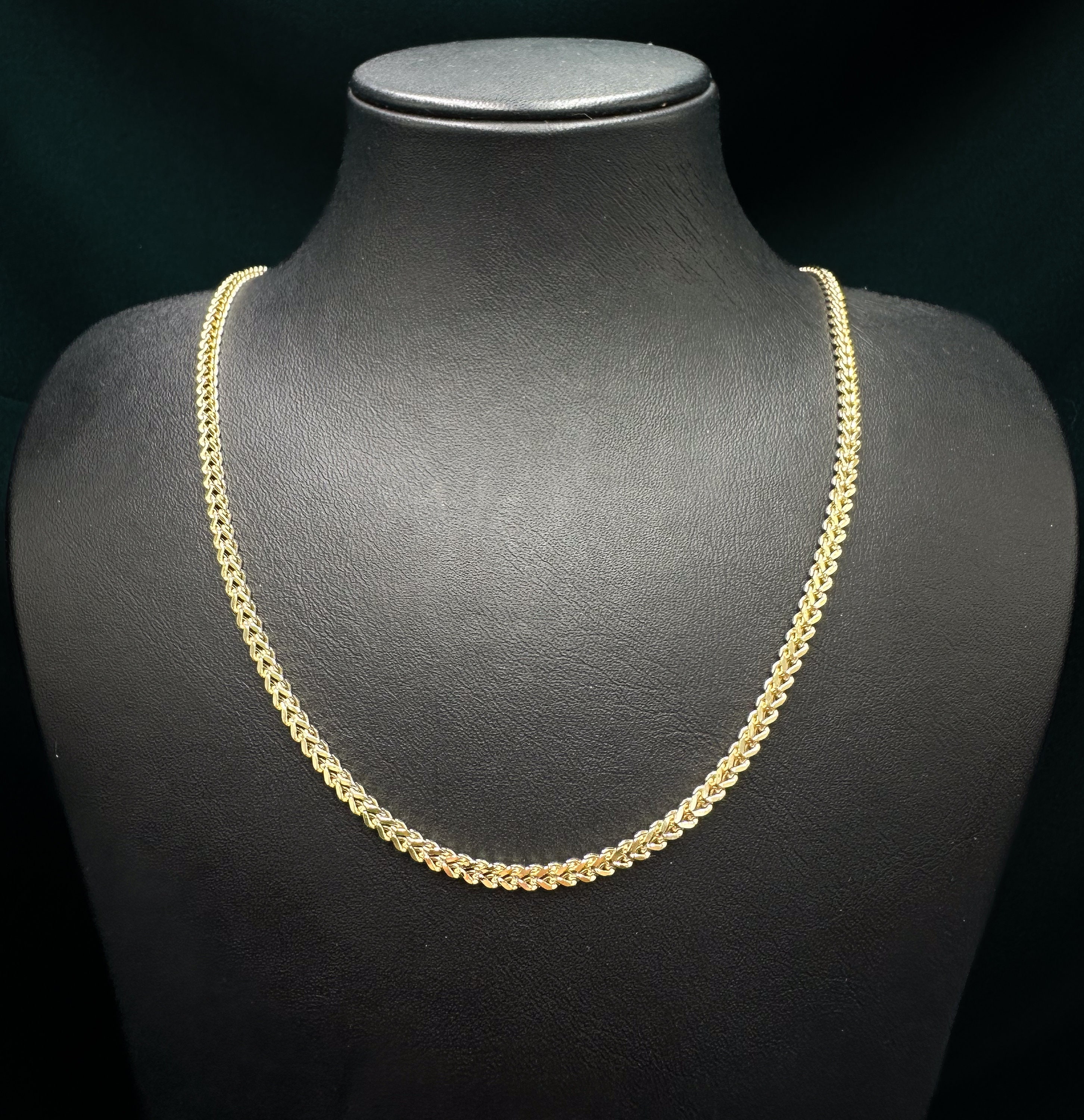 2.4mm Franco Chain Necklace Solid 14k Real Yellow Gold Franco Box Chain ...