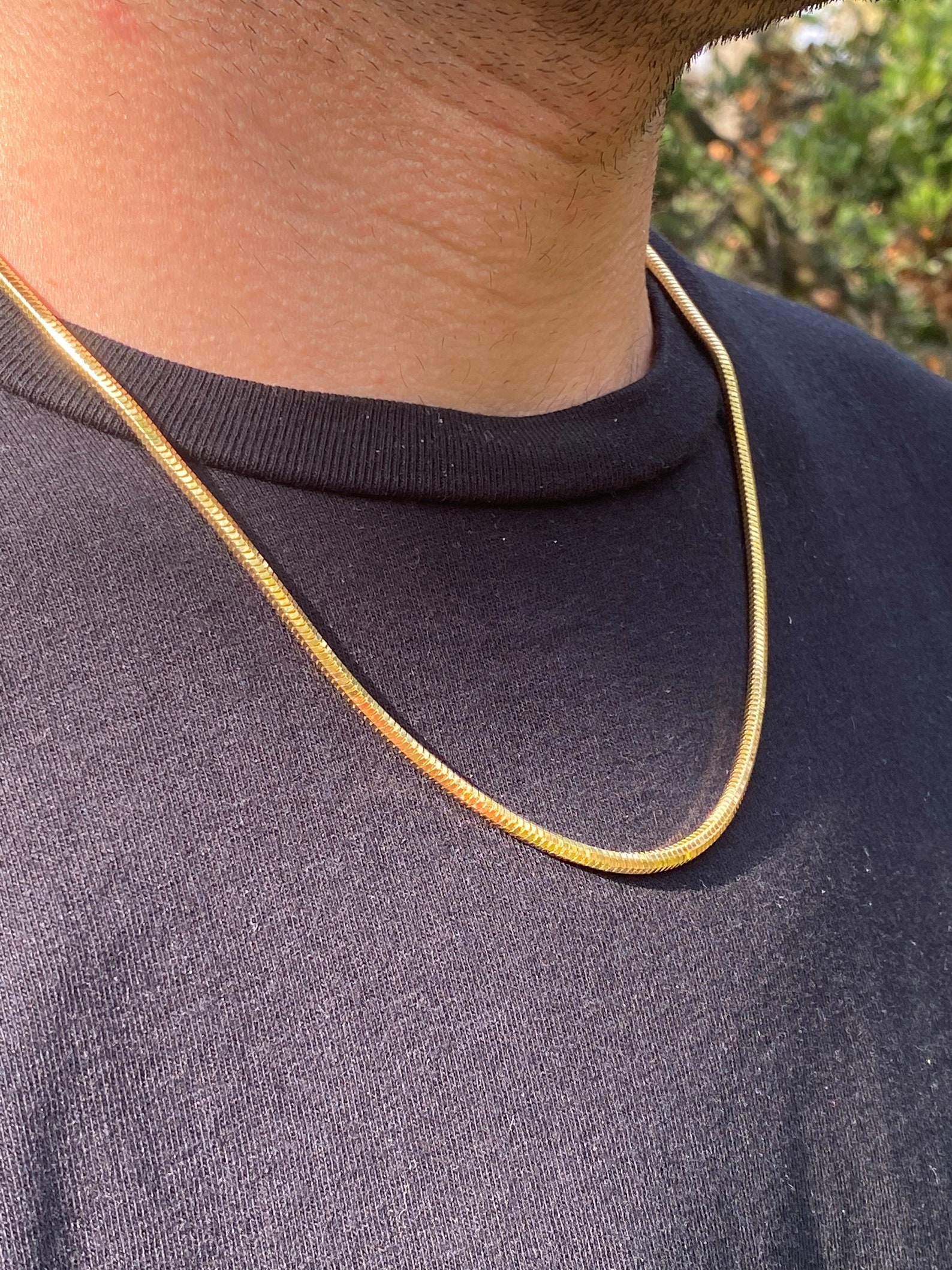 3mm Round Snake Chain Necklace 14k Solid Yellow Gold Round - Etsy