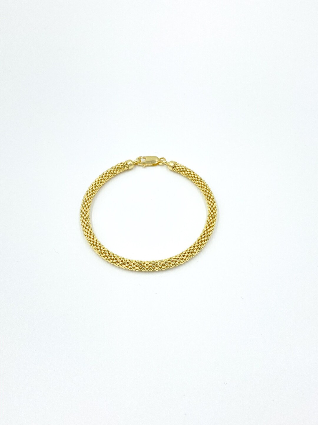 Solid 14k Gold Reflexions Mesh Bismark Chain Bracelet 5mm Real Gold ...