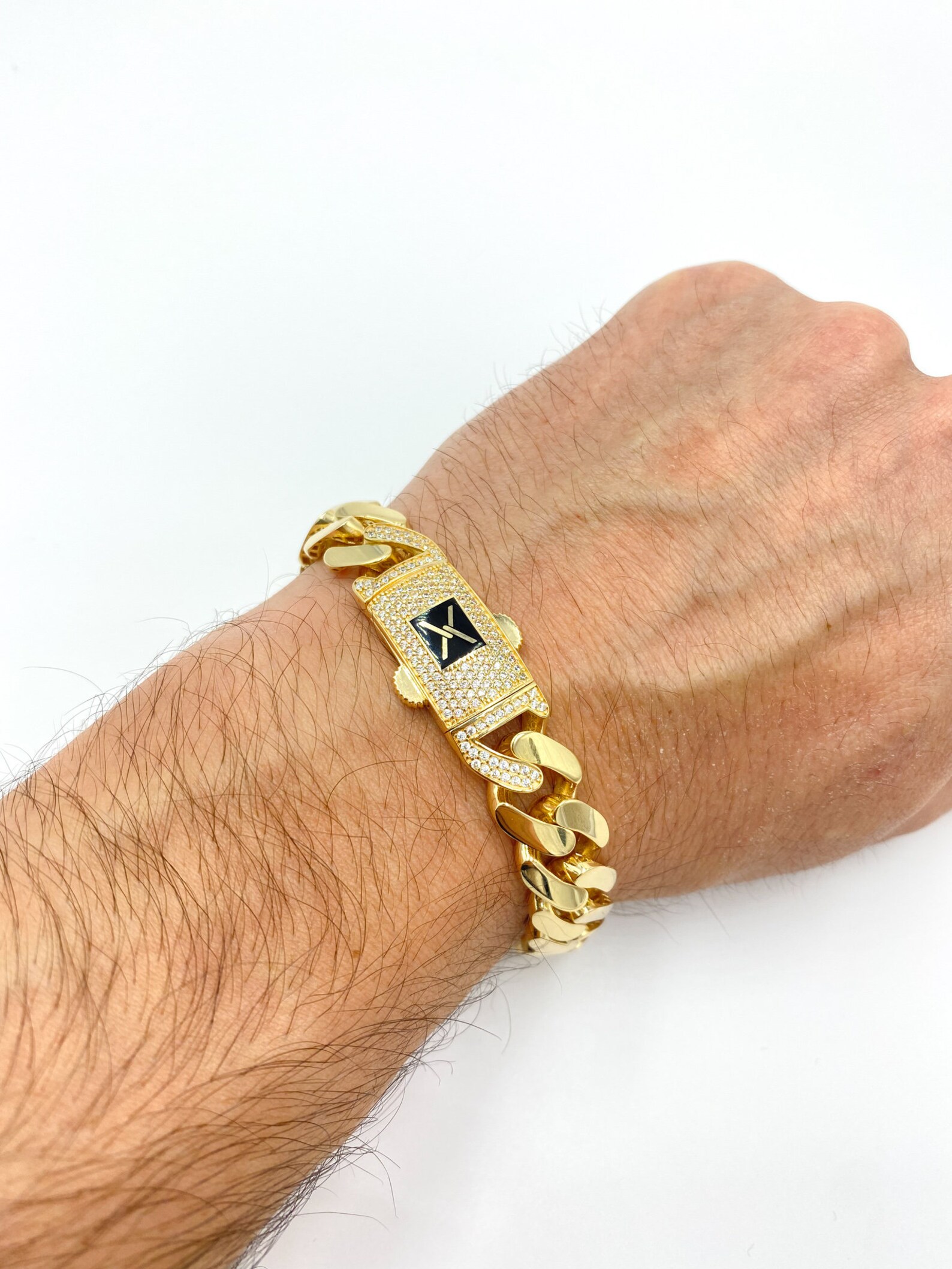 10k Real Gold Monaco Bracelet 13mm Gold Miami Cuban Bracelet - Etsy