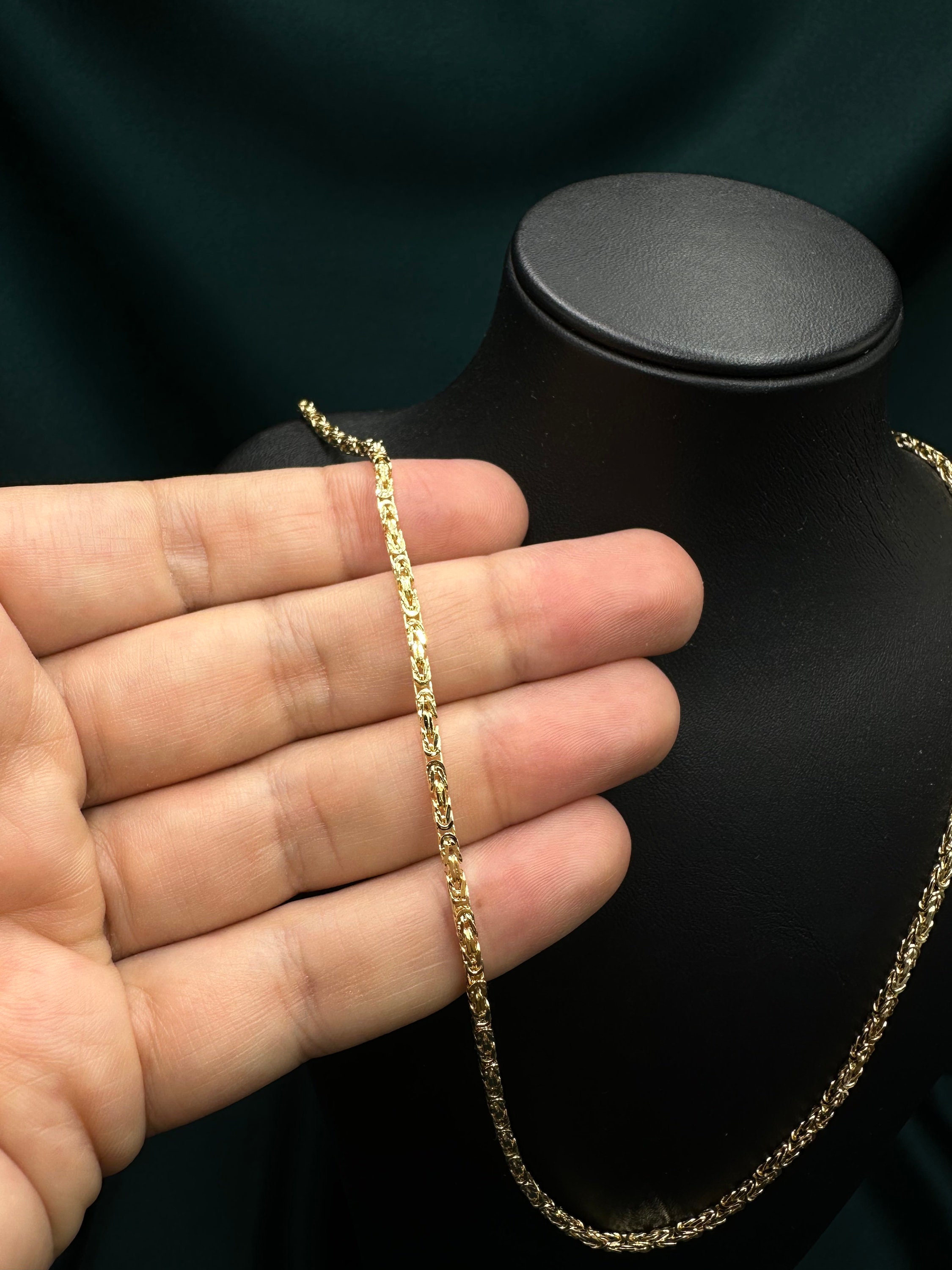 14k Real Gold Byzantine Chain Necklace 2mm Yellow Gold 14k Real Gold Byzantine Chain Necklace 2mm Yellow Gold