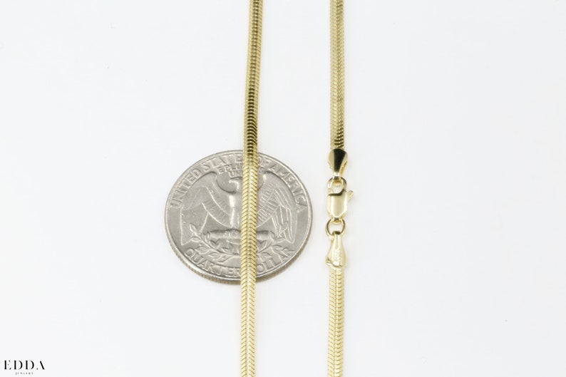 2.1mm Snake Chain Necklace Solid 14k Real Gold Flat Snake - Etsy