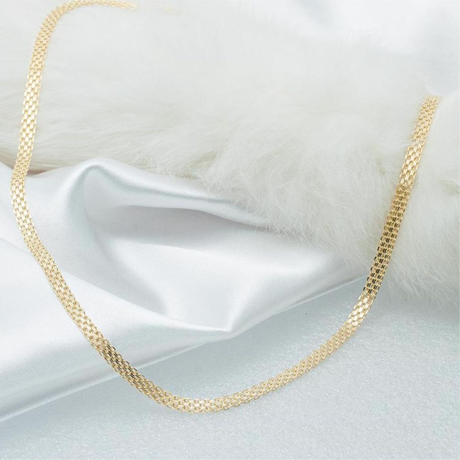 4mm Bismark Chain Necklace Solid 14k Gold Reflexions Mesh Bismark ...