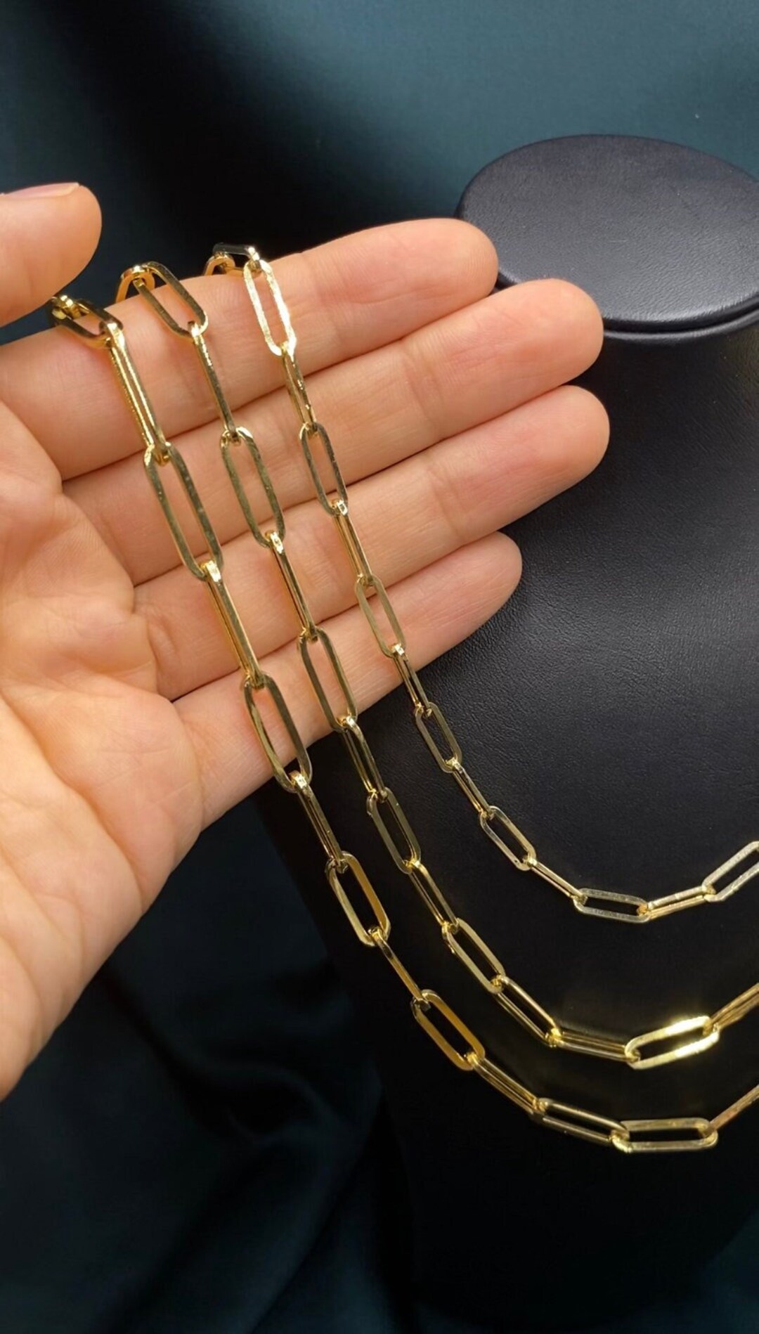 14k Real Yellow Gold Paperclip Chain Necklace 4mm 5.2mm 5.8mm 14k Solid ...