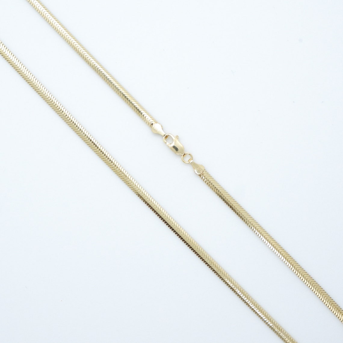 3.3mm Solid Gold Snake Chain Necklace 14k Real Gold Flat Snake - Etsy