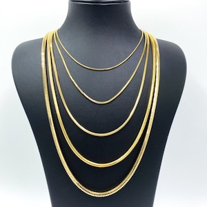 14k Solid Gold Round Snake Chain Necklace Real Yellow Gold Round Snake ...
