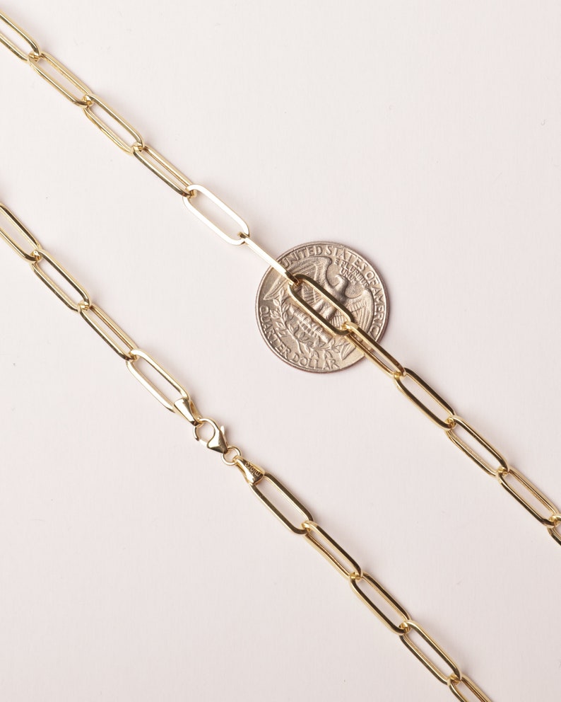 Solid 14k Real Yellow Gold Paperclip Chain Necklace 5.2mm Gold - Etsy