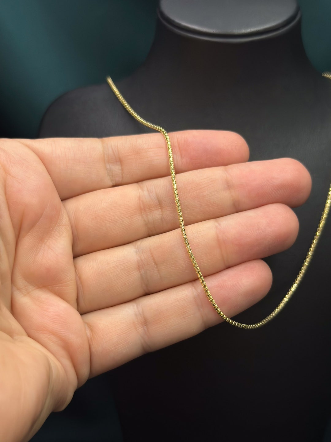 14k Yellow Gold Round Snake Chain Necklace 1.5mm Solid Gold Snake Chain ...