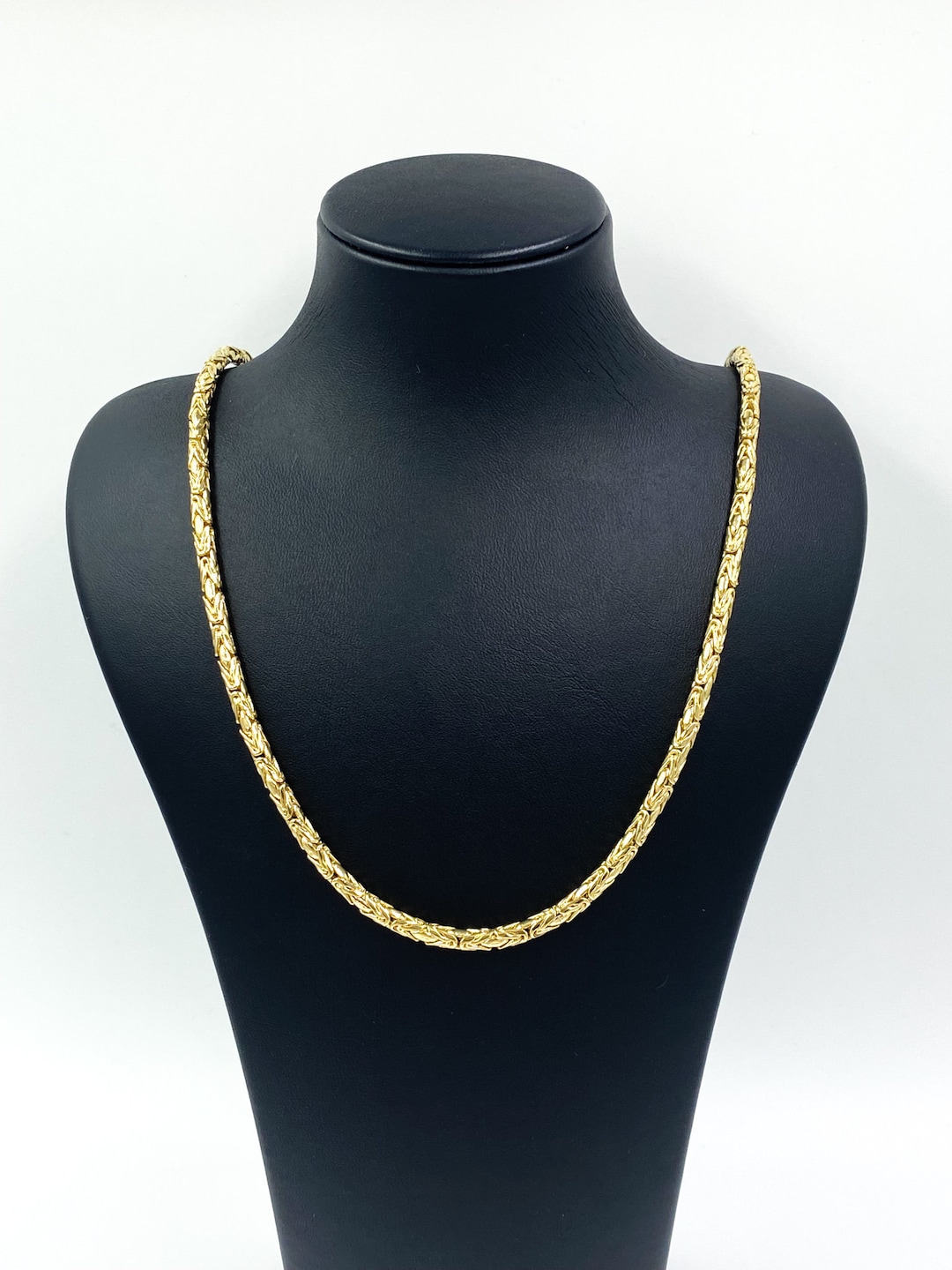 14k Yellow Gold Round Byzantine Chain Necklace 3.5mm Real Gold ...