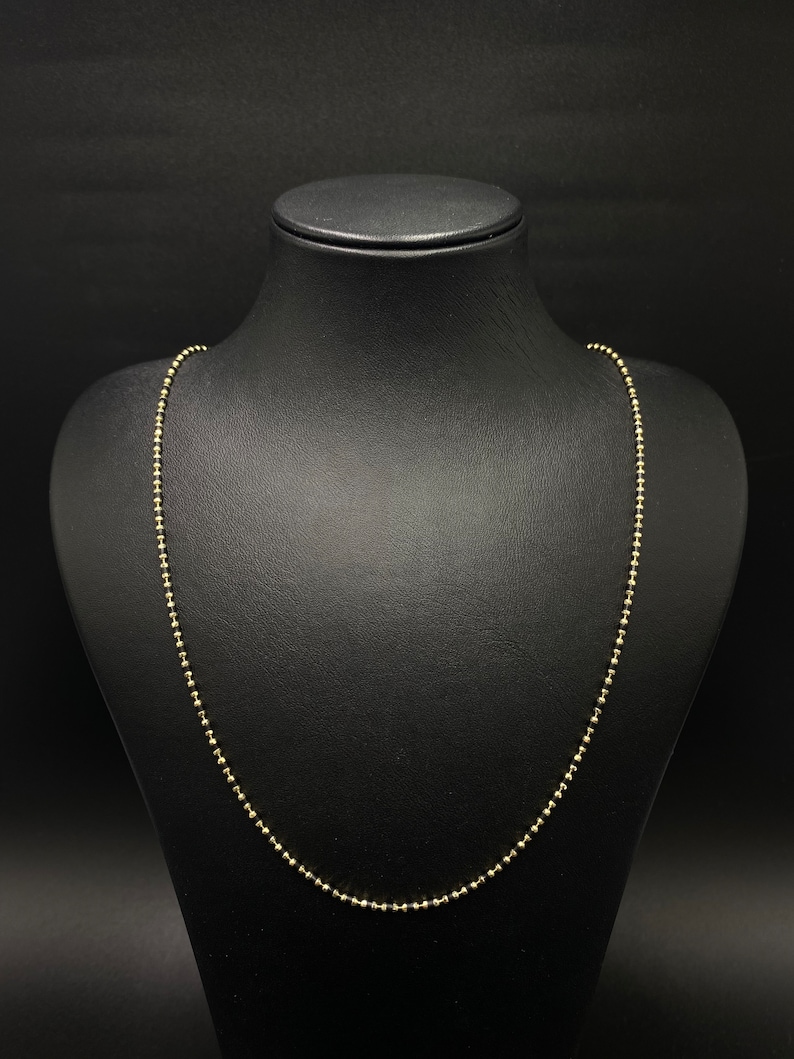 Solid 14k Gold Italian Ball Bead Chain Necklace 1.6mm Gold Black Onyx ...