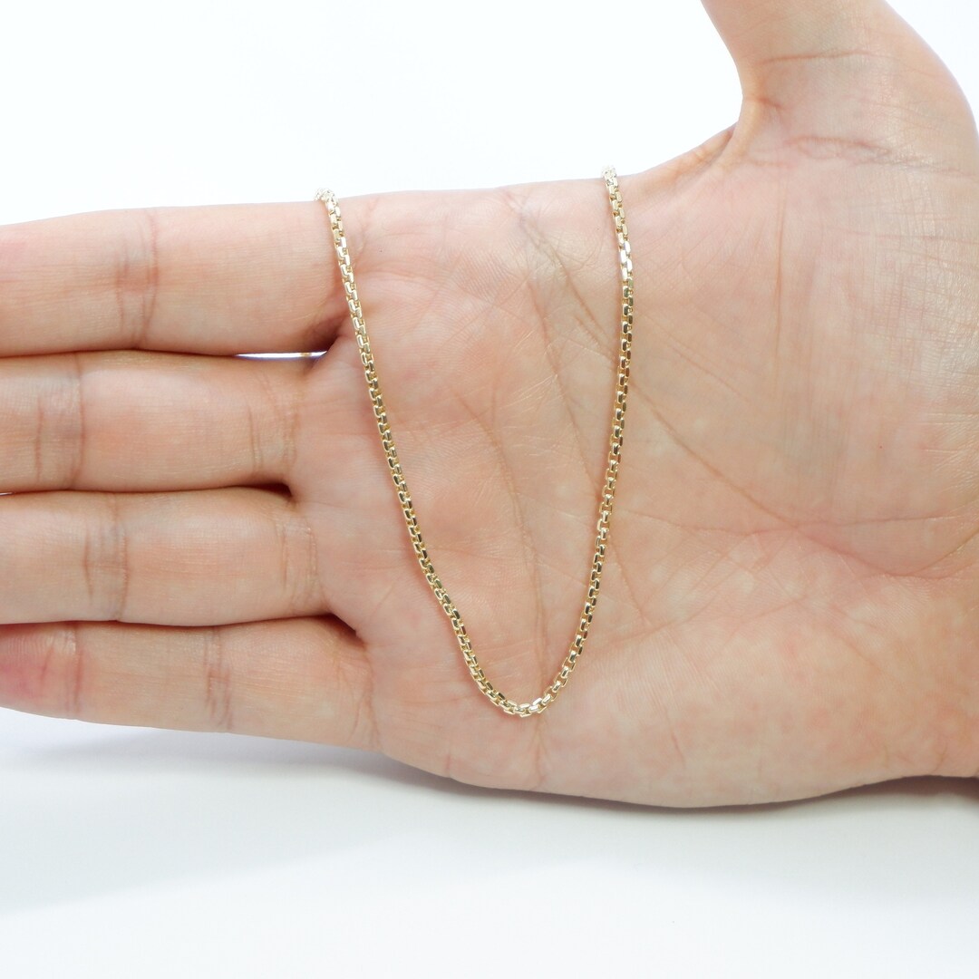 2mm Round Box Chain Necklace Solid 14k Real Gold Round Box Link Chain ...