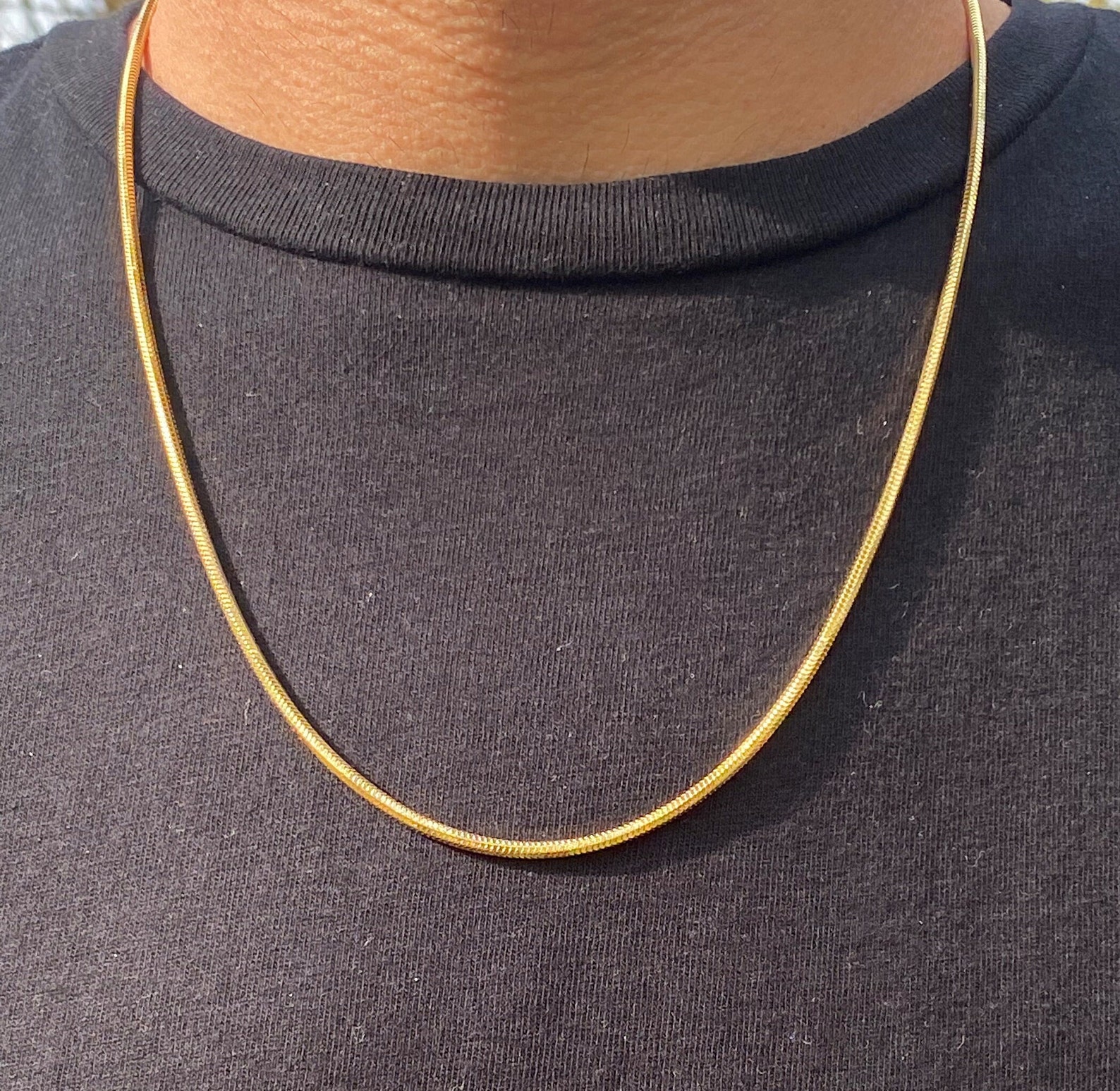 14k Solid Yellow Gold Round Snake Chain Necklace 2.4mm Solid - Etsy