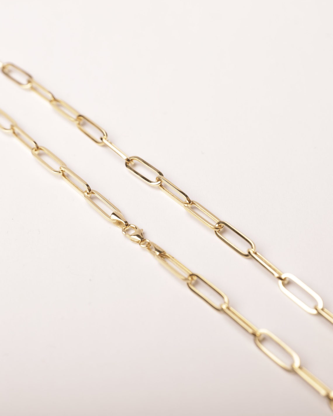 Solid 14k Real Yellow Gold Paperclip Chain Necklace 5.2mm Gold - Etsy