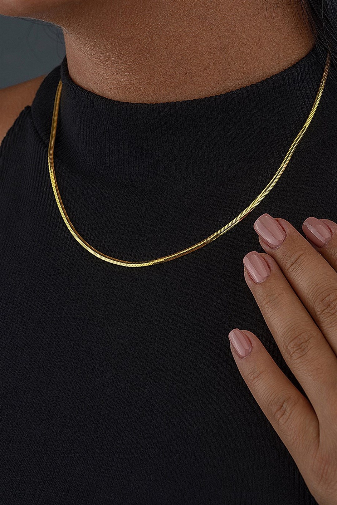 Solid 14k Yellow Gold Round Snake Chain Necklace 3mm Real Gold Snake ...