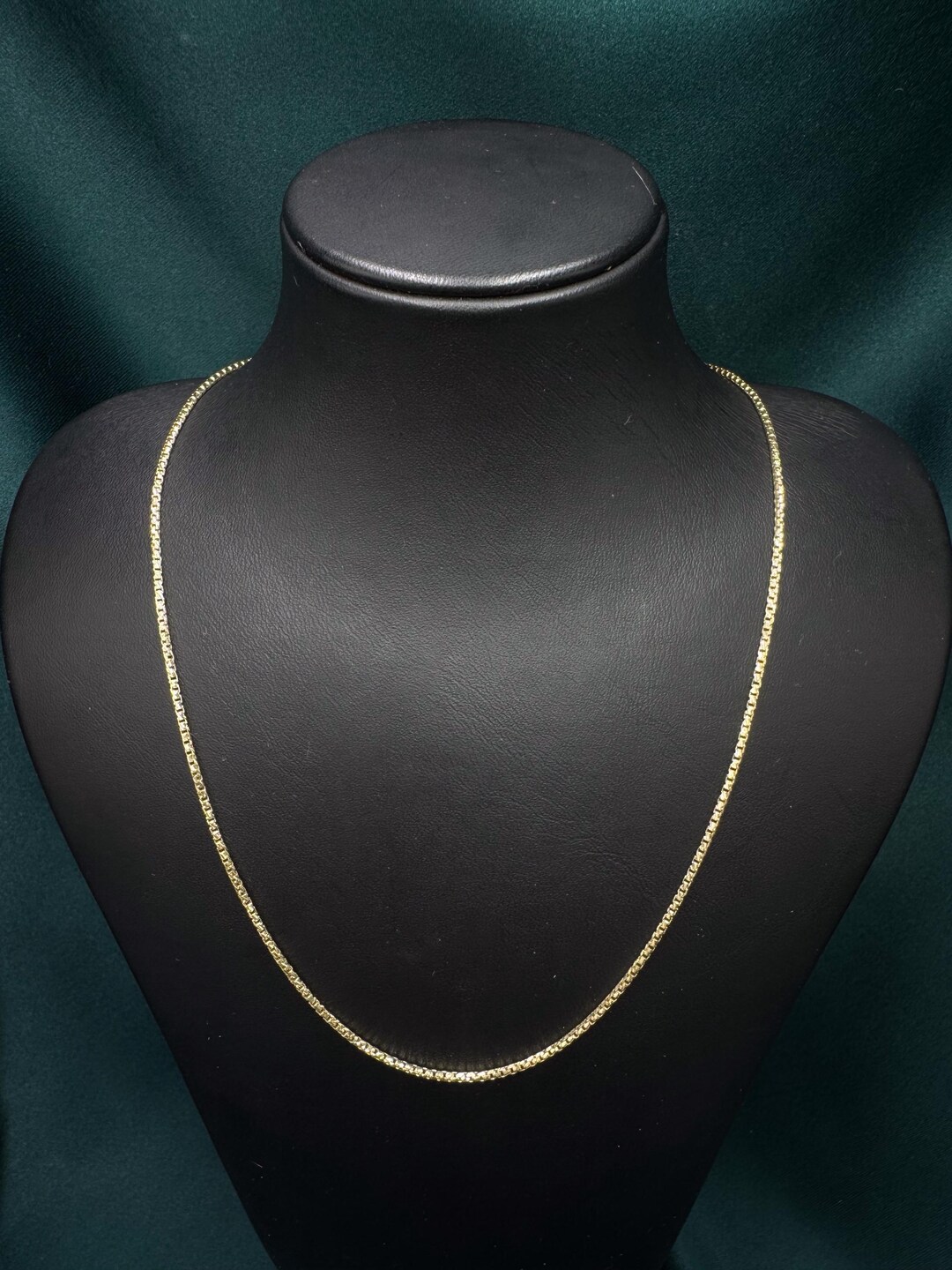 14k Solid Gold Diamond Cut Round Box Link Chain Necklace 1.3mm Yellow ...