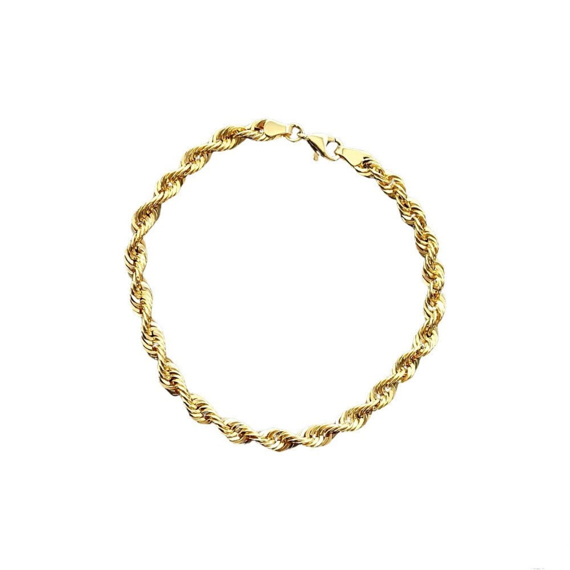 4mm Italian Rope Chain Bracelet Real 14k Yellow Gold Twisted - Etsy