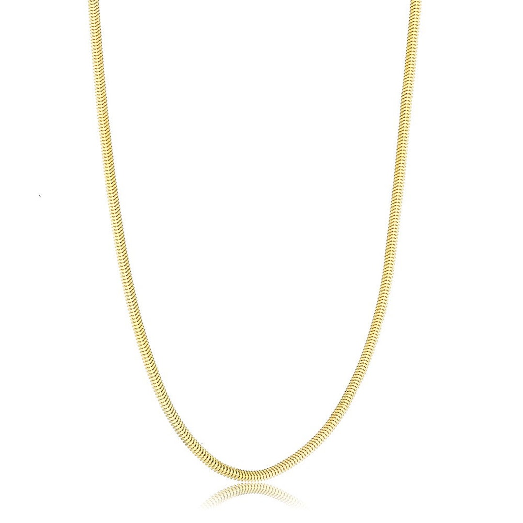 14K Solid Yellow Gold Flat Snake Chain Necklace 2.1mm Real Gold Snake ...