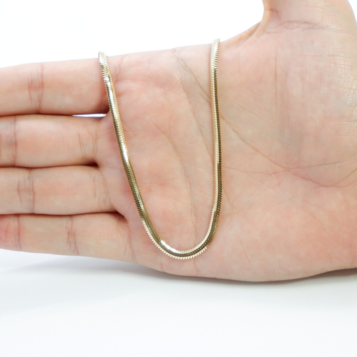 3.3mm Solid Gold Snake Chain Necklace 14k Real Gold Flat Snake - Etsy