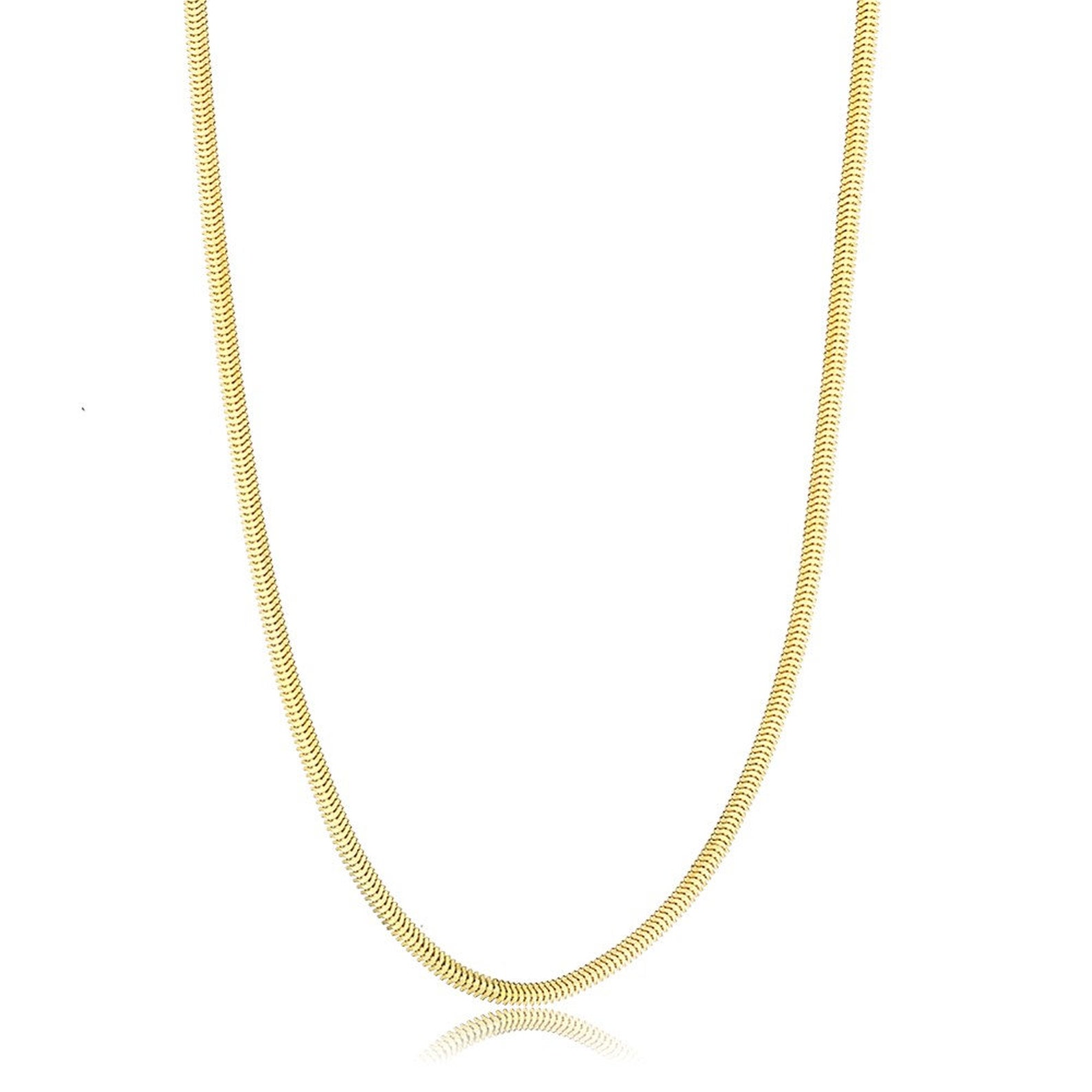 2.1mm Snake Chain Necklace Solid 14k Real Gold Flat Snake - Etsy