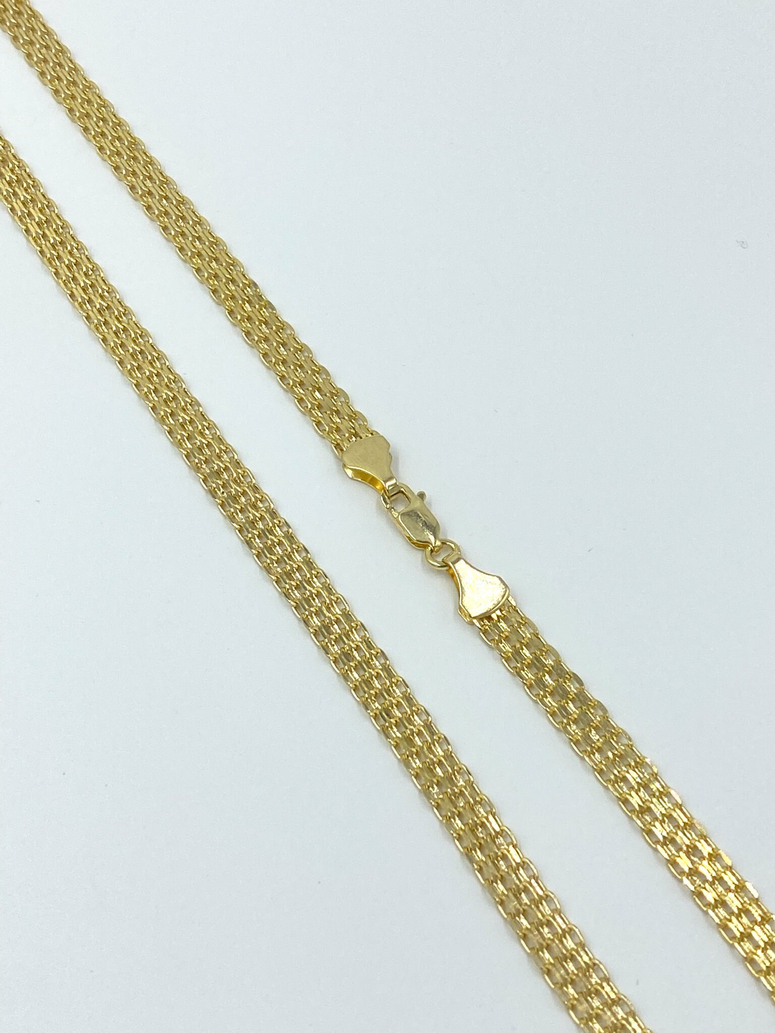 5.7mm Bismark Chain Necklace Solid 14 Gold Reflexions Bismark Mesh ...