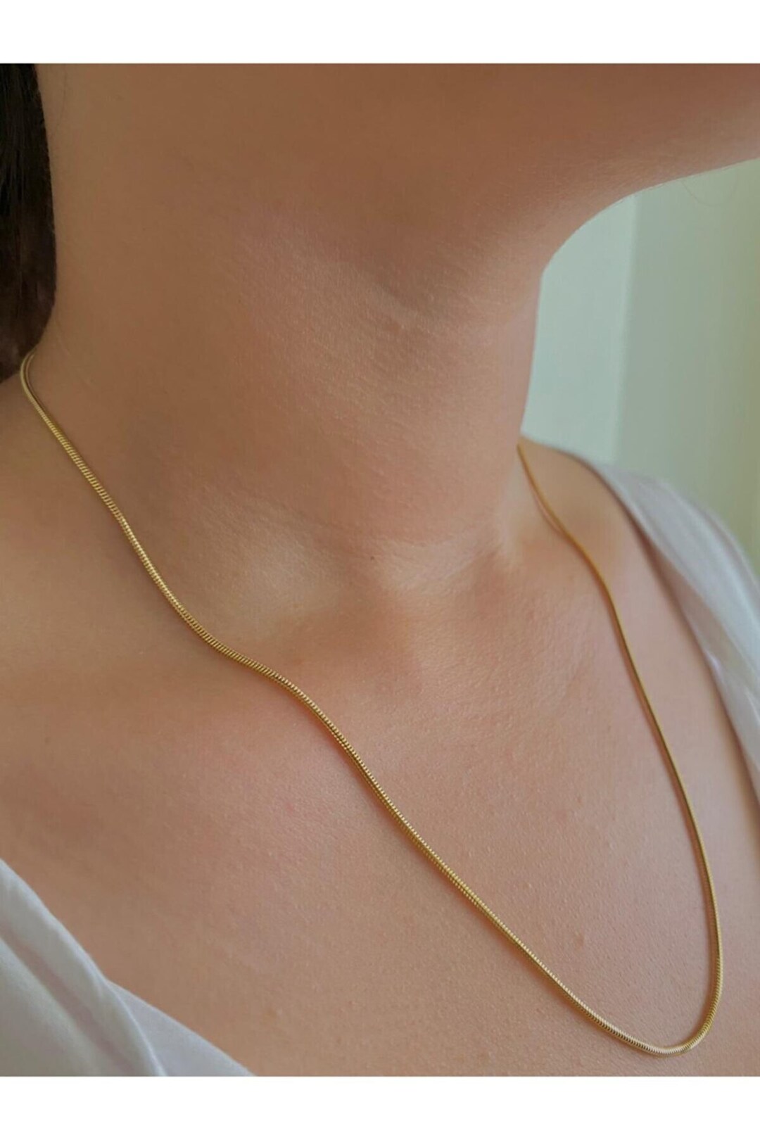 14k Solid Yellow Gold Round Snake Chain Necklace 2mm Real Gold Snake ...