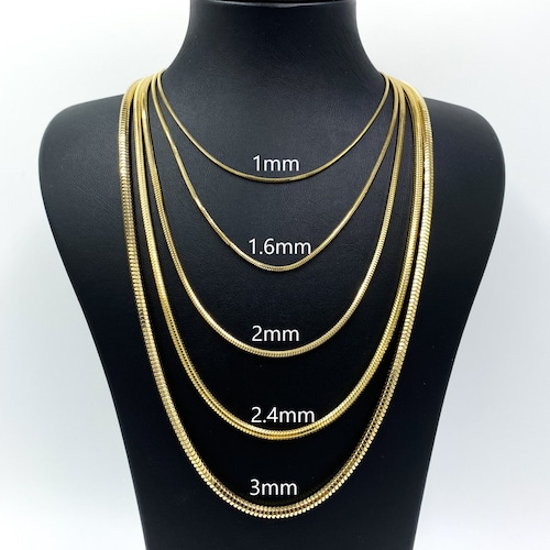 14k Solid Gold Round Snake Chain Necklace Real Yellow Gold - Etsy