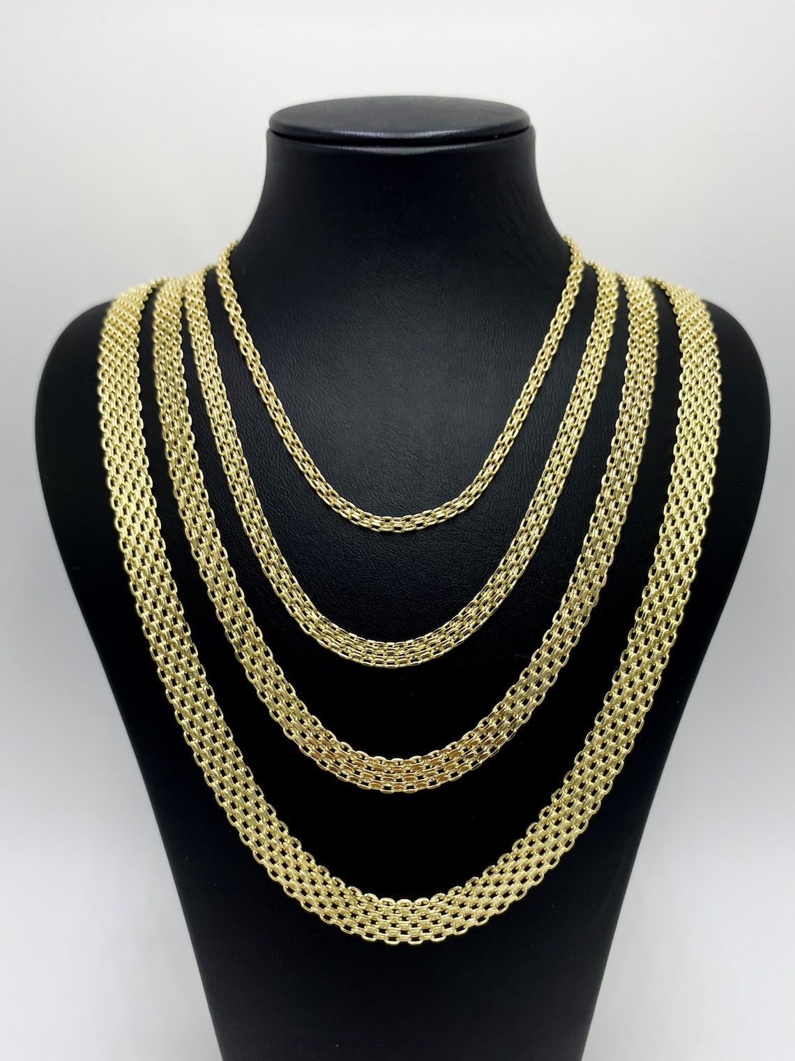Real 14k Yellow Gold Bismark Chain Necklace All Sizes Gold - Etsy