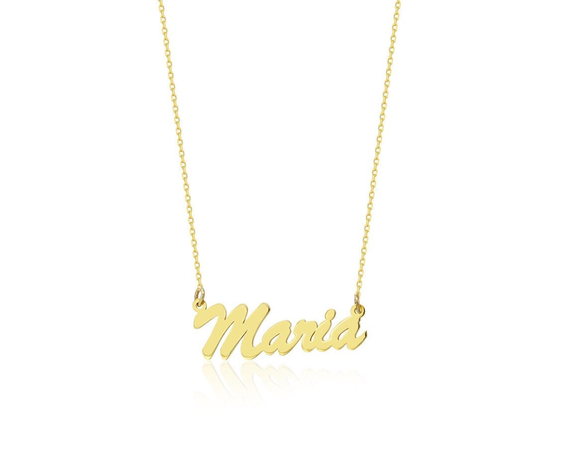 Gold Name Necklace, 14k Solid Yellow Gold Custom Name Necklace ...