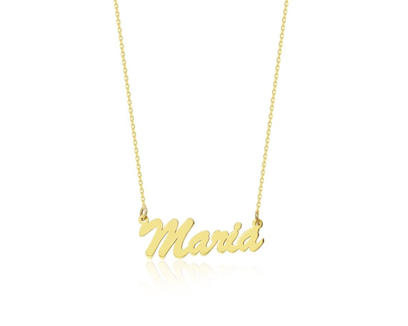 Gold Name Necklace, 14k Solid Yellow Gold Custom Name Necklace ...