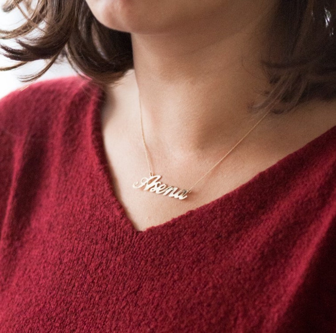 Gold Name Necklace 14k Solid Yellow Gold Custom Name - Etsy