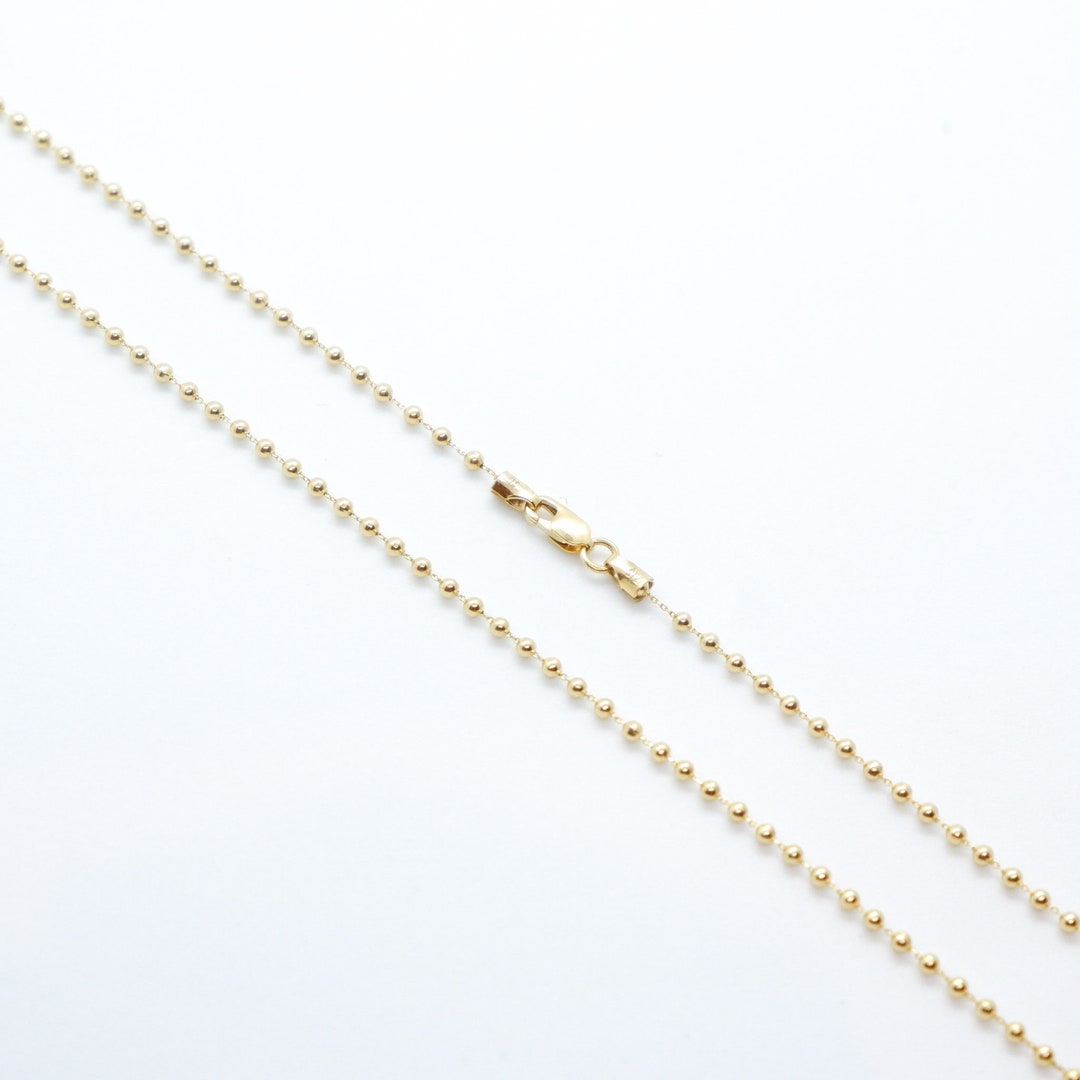 Solid 14k Gold Bead Ball Chain Necklace 2mm Gold Ball Chain - Etsy